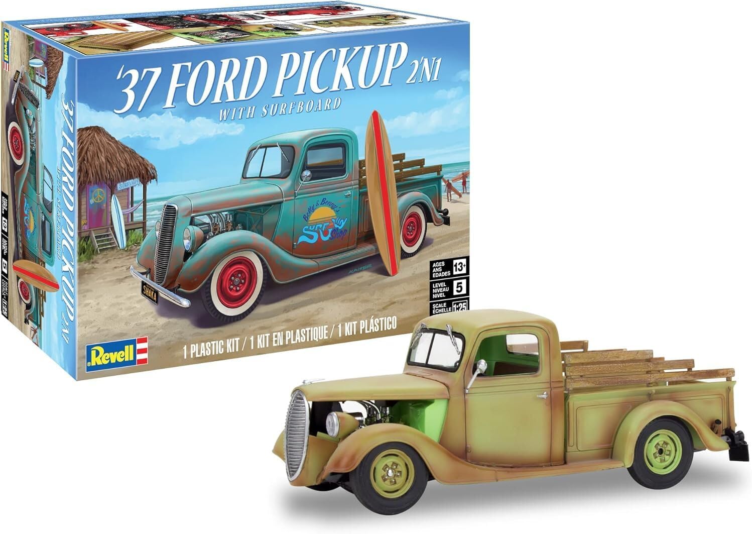 Revell 85-4516 1937 Ford Pickup Truck 2N1 w/Surf Board Model Car Kit 1: ...