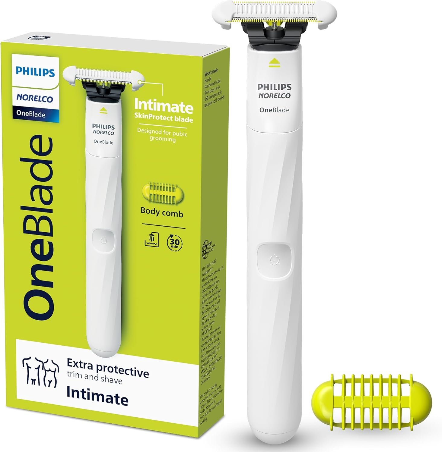 Amazon.com: Philips Norelco OneBlade Intimate, Designed for Pubic ...