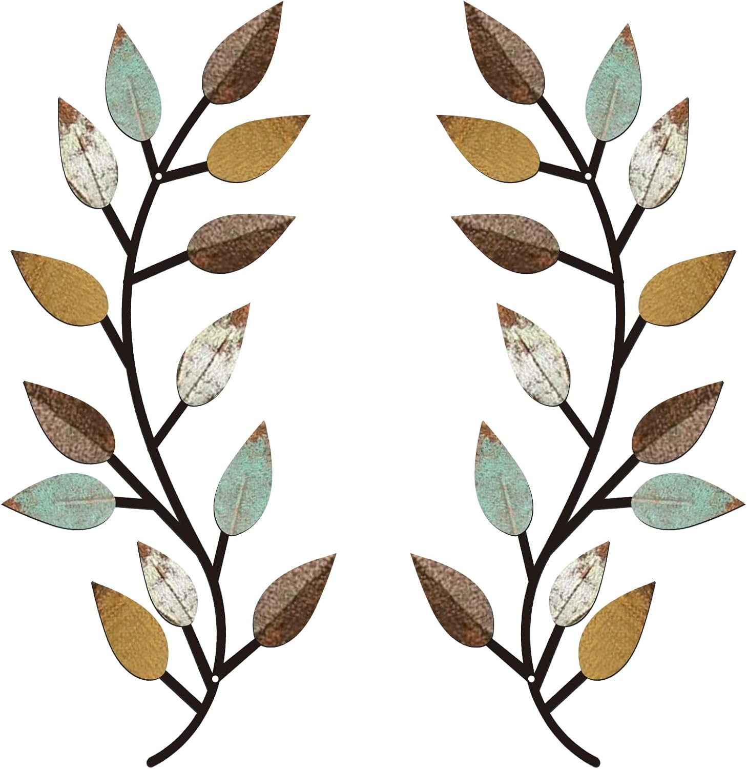 Zhengmy 2 Pieces Metal Tree Leaf Wall Decor Vine Olive Branch Leaf Wall ...