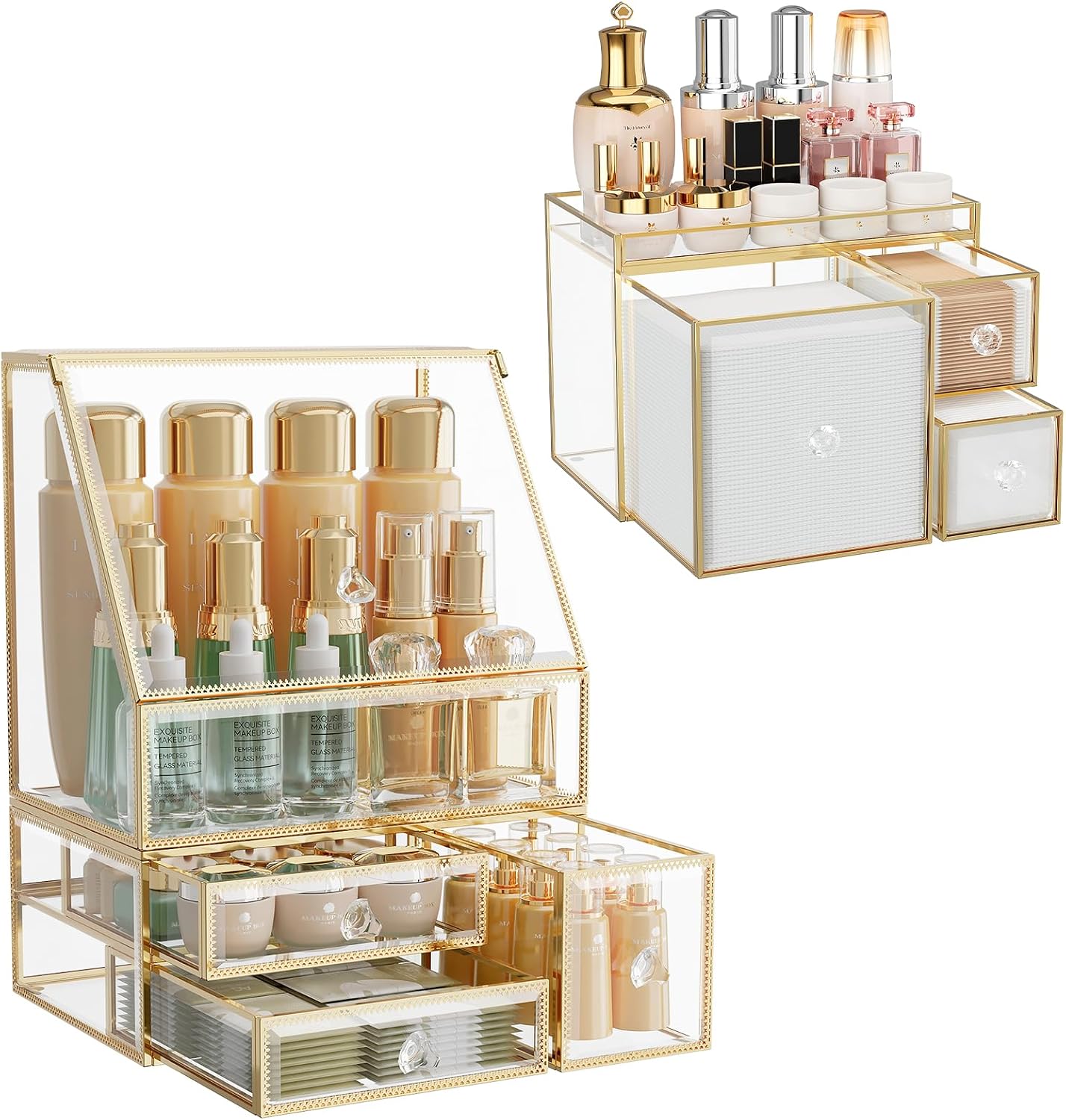 Amazon.com: CoralHouse Clear Makeup Organizer Countertop with Gold ...
