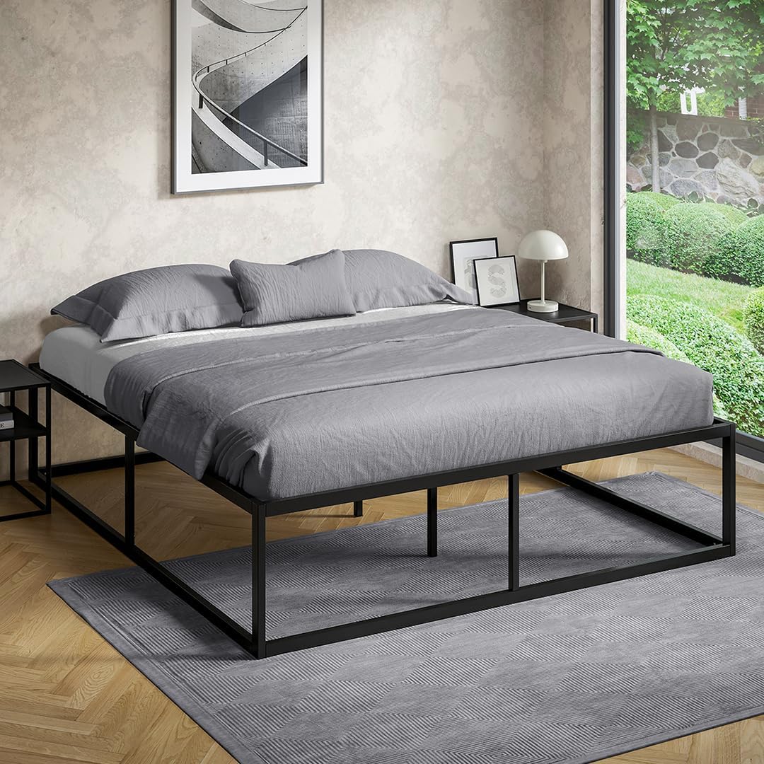 skølm Bragi Metal Bed 180 x 200 cm - Metal Bed with Slatted Frame ...