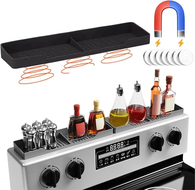 Amazon.com: Magnetic Stove Top Shelf Spice Rack Storage, 30" Silicone ...