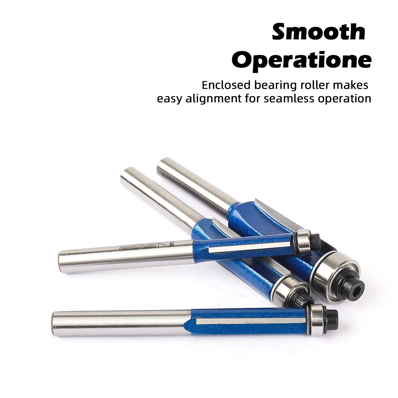 Snapklik.com : 4 Pcs Straight Flush Trim Router Bit 1/4 Shank C3 ...