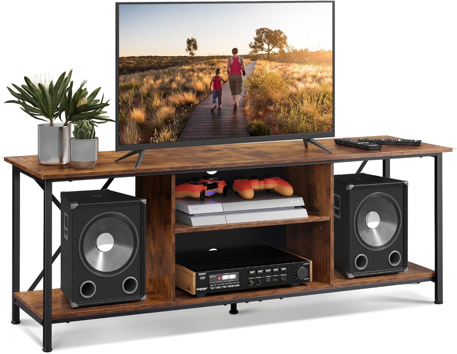 WLIVE TV Stand up to 65 Inch TV, 55 Inch TV Unit, Wooden TV Console ...
