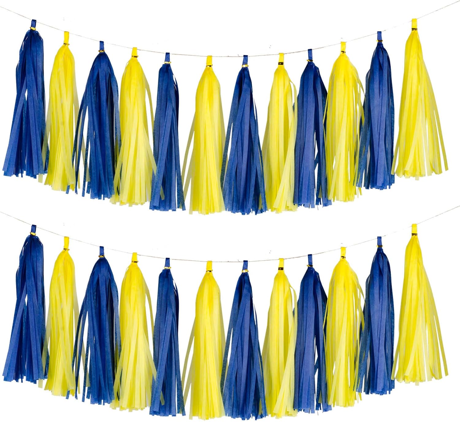 Amazon.com: Aimto 20pcs Blue and Yellow Shiny Tassel Garland Banner ...