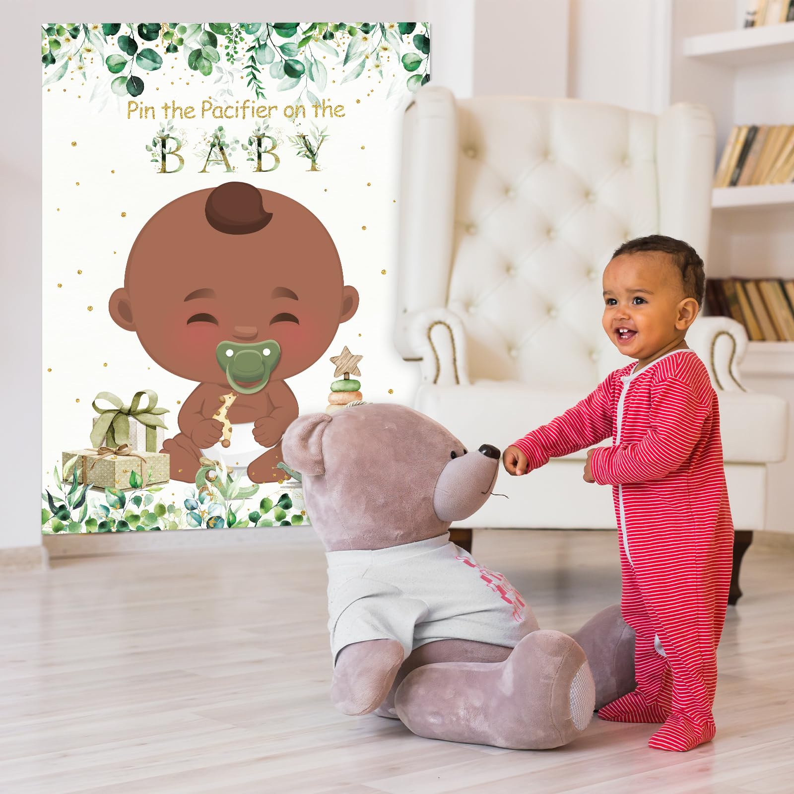 Pin The Pacifier Game Sage Green Baby Shower Activities Sage Green Pin ...