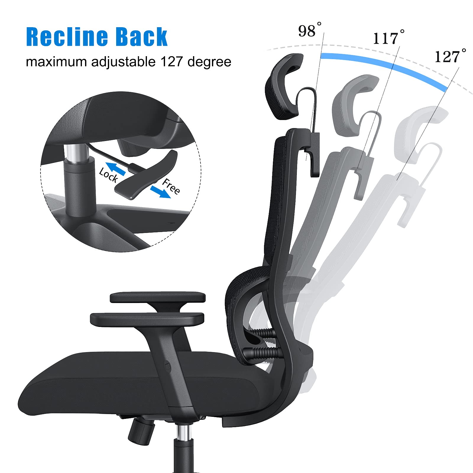 Ergonomic Office Chair with Upgraded Lumbar Support and Adjustable ...