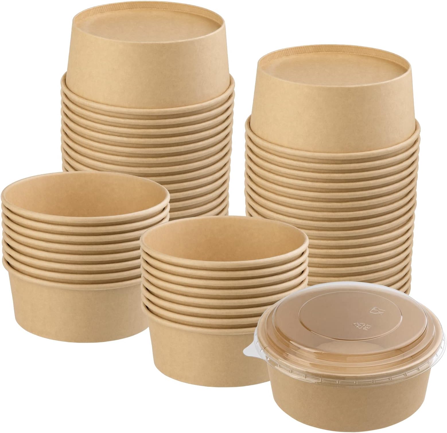 Amazon.com: Lyellfe 50 Pack Kraft Paper Bowls with Lid, 25 Oz ...