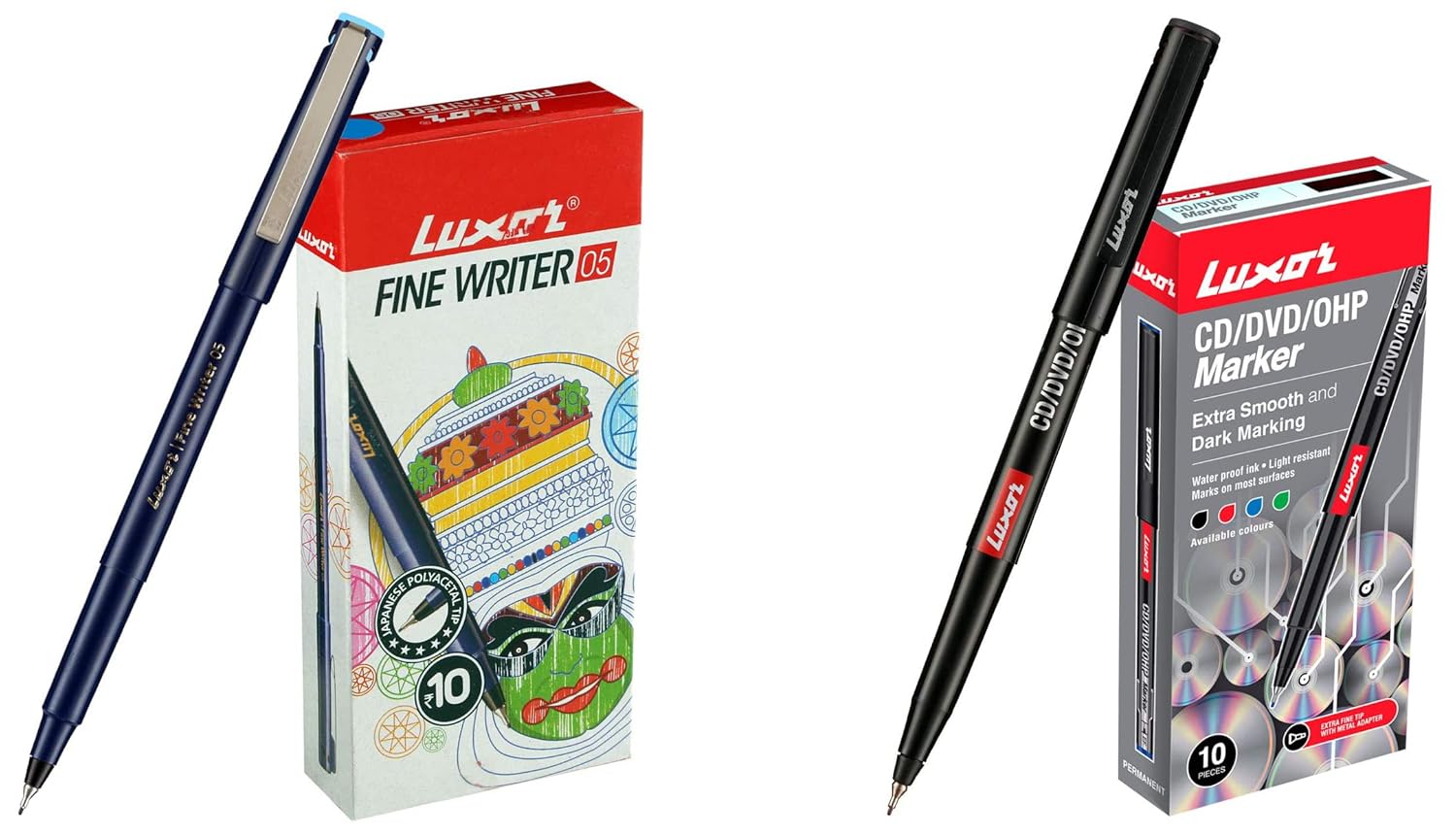 Luxor Fine Writer Tb Color (pack Of 10 Pen) 1236 CD/DVD/OHP Fine Point ...