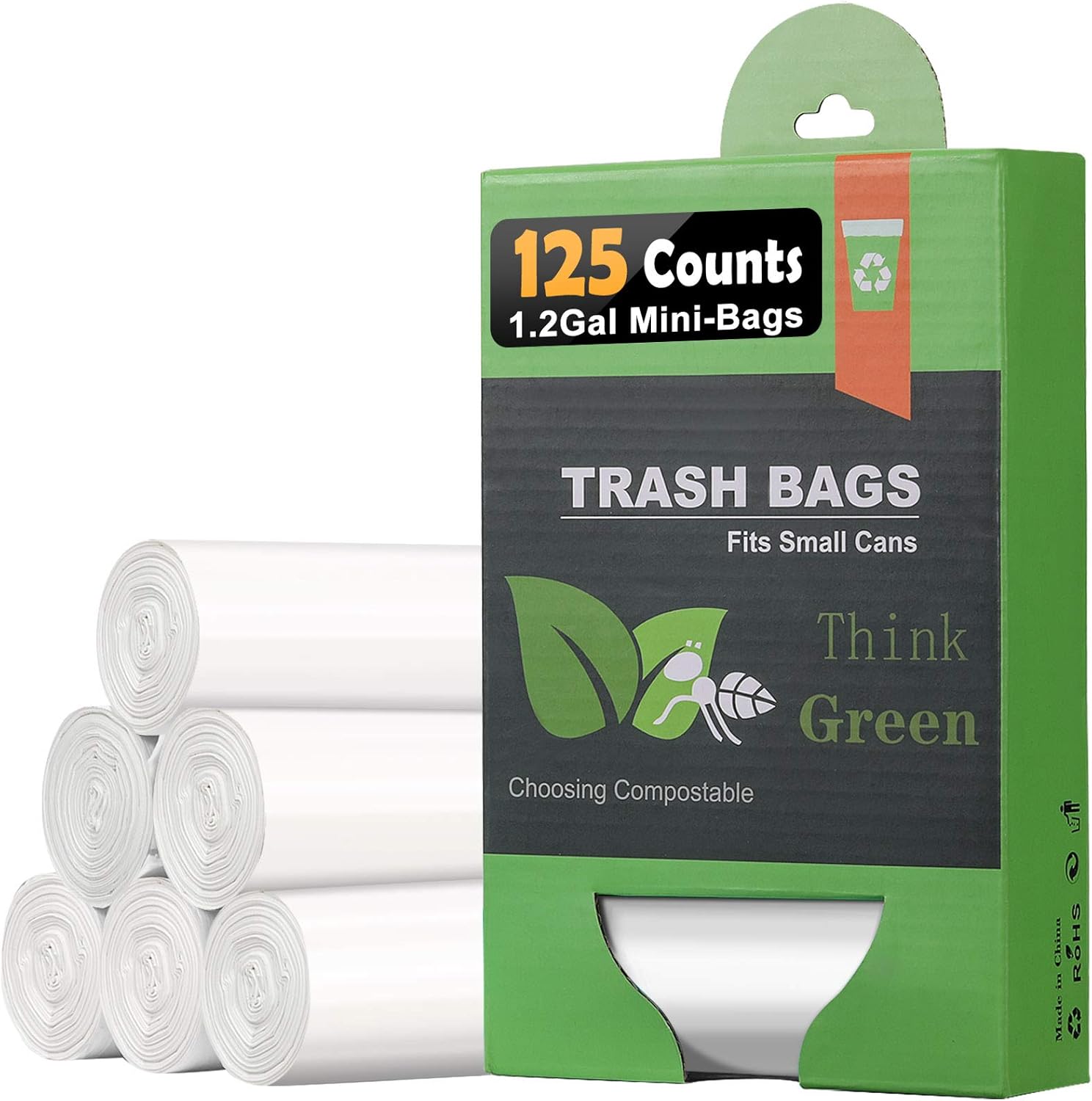 Amazon.com: 1.2 Gallon Compostable Trash Bags, Small Trash Bags for ...