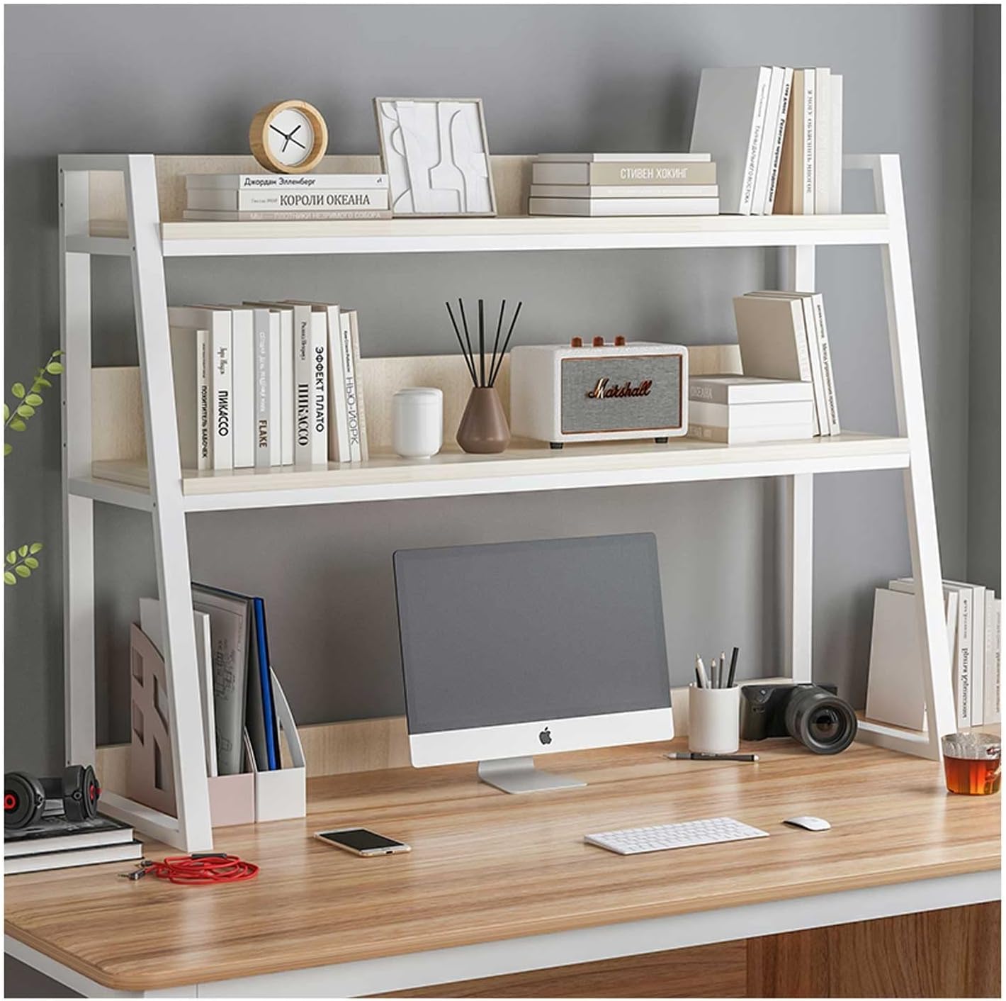 Amazon.com: XIAOJUN Countertop Hutch Bookshelf, Desktop Bookcase for ...