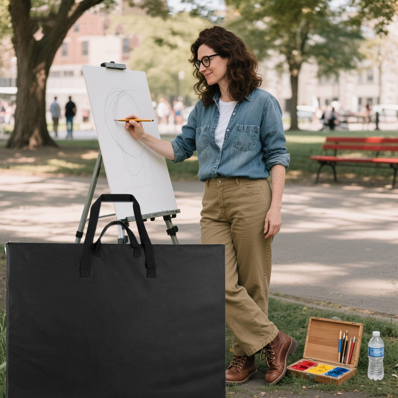 Amazon.com: sadkew Art Portfolio Bag, 25 x 36.5 Inch Art Portfolio Cas ...