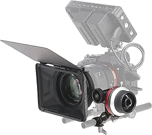 Amazon.com : FOTGA 15mm Rail Mini Compact Matte Box + Follow Focus ...