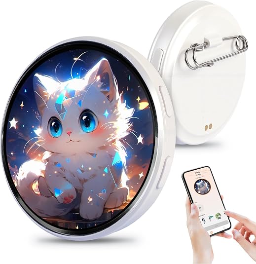 Amazon.com: Digital Badge Pin with Anime Themed Pixel Screen - Smart E ...