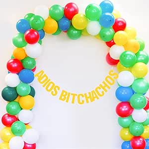 Amazon.com: Adios Bitchachos Glitter Banner, Ballono Arch, Gold Going ...