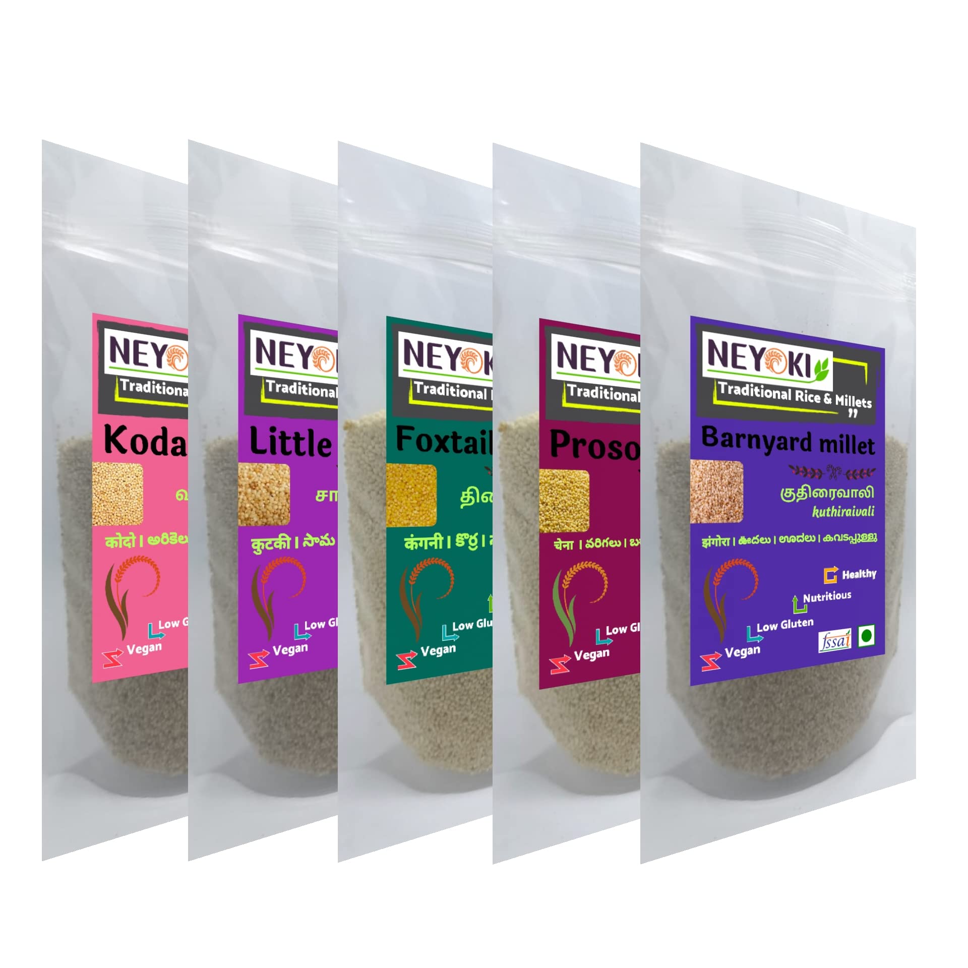 NEYOKI Traditional Millets 5 in 1 Combo (Each 5x500gm= 2.5kg) : Amazon ...