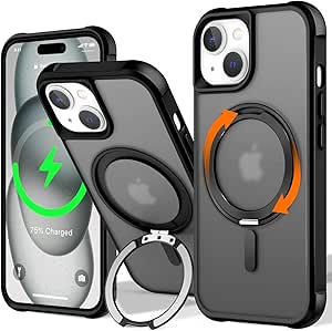 Amazon.com: UMIONE 360° Rotatable Magnetic Ring Design for iPhone 15 Plus, Built-in Invisible ...
