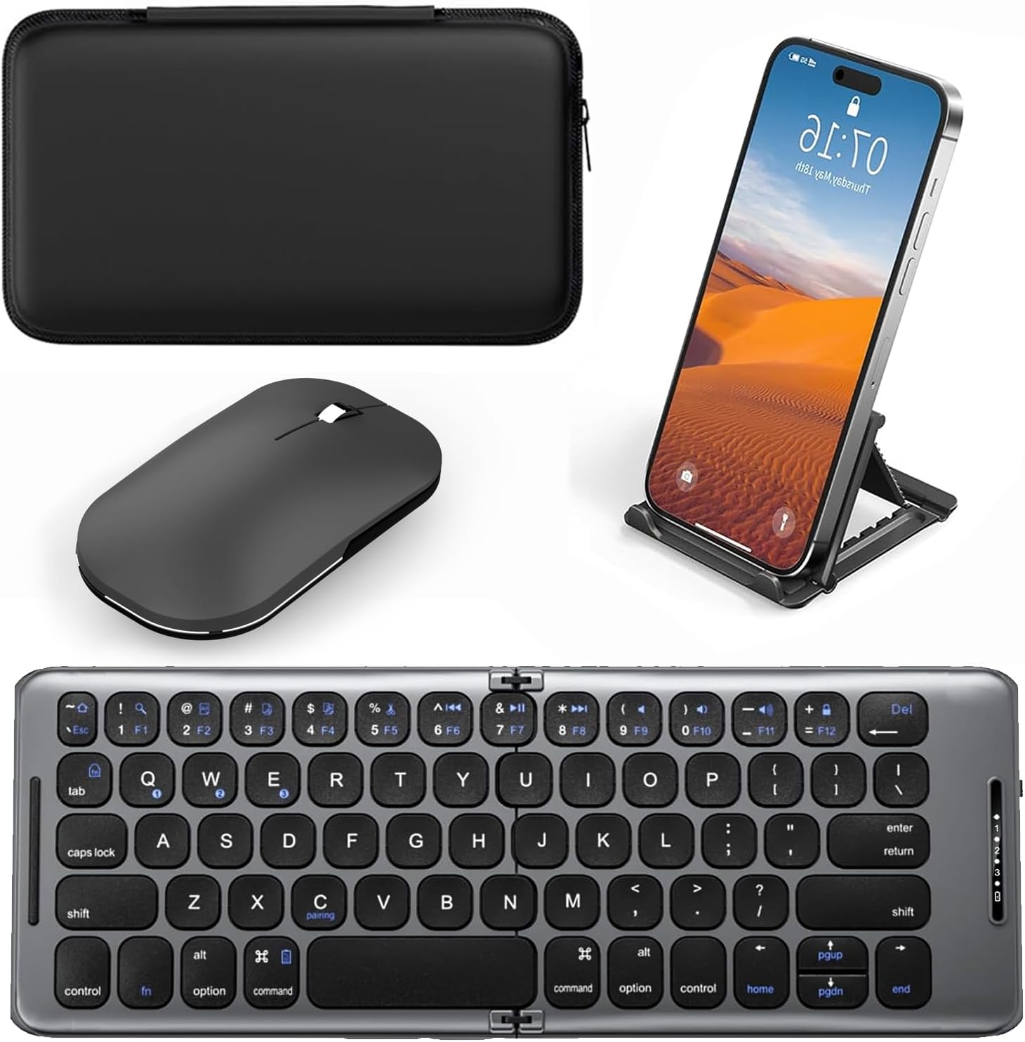 Wireless Foldable Keyboard and Mouse Combo, Black Style Portable ...
