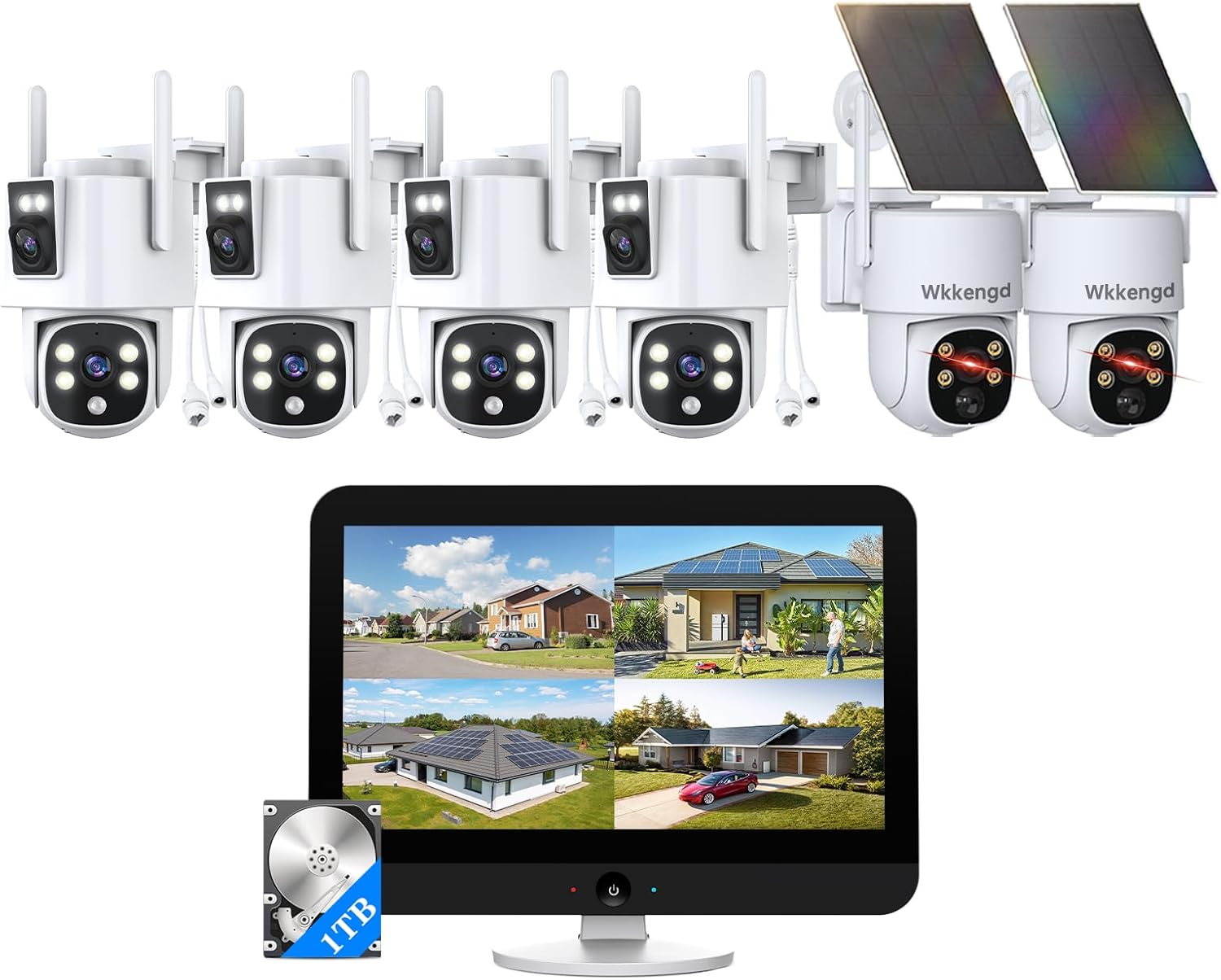 Amazon.com : Wireless Outdoor Security Camera System, Wkkengd Dual Lens ...