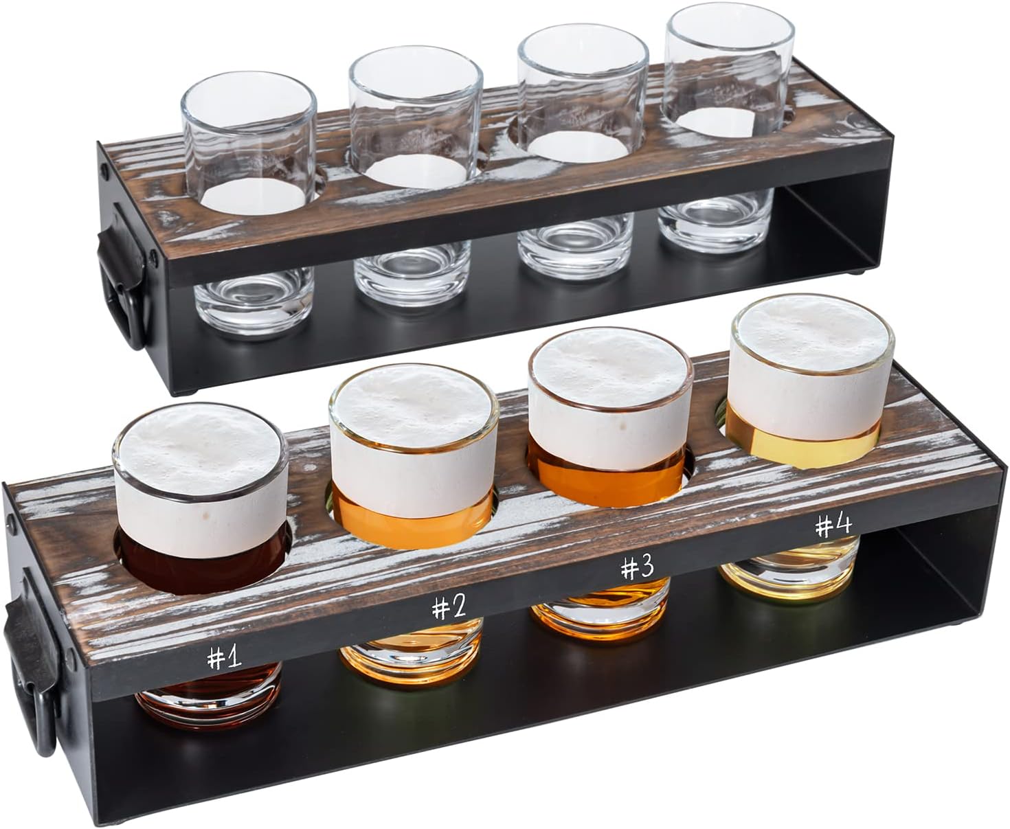 Amazon.com: MyGift Beer Flight Board with Glasses Serving Caddy in ...