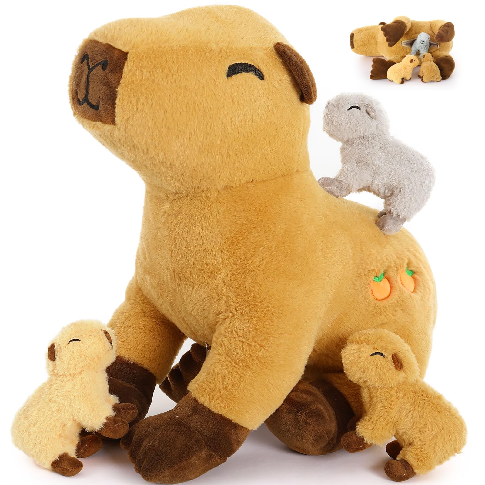Buy MorisMos Plush Capybara Stuffed Animal with Babies, 20in Giant ...
