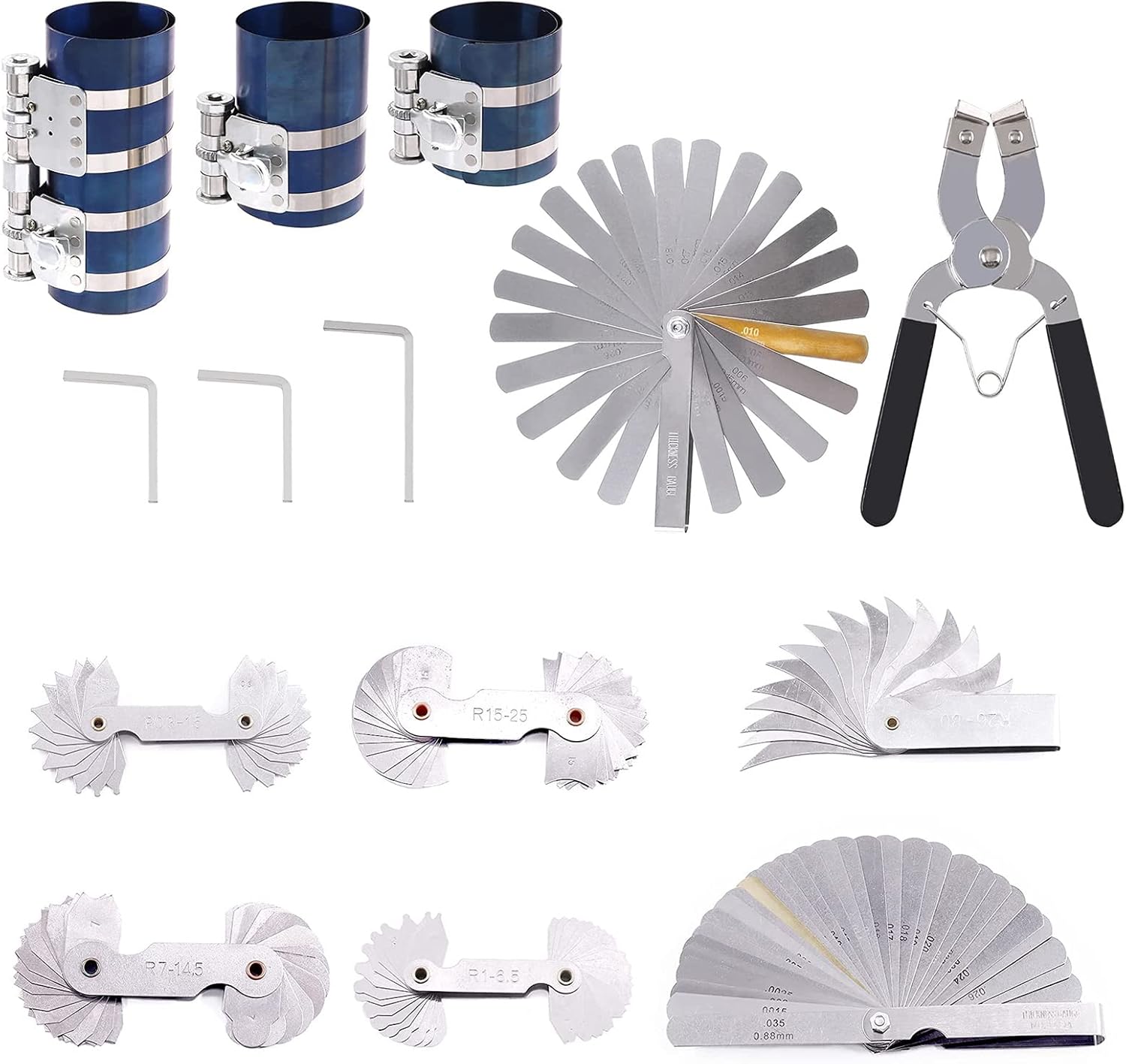 Amazon.com: Wokape Piston Ring Compressor Tool Set with Radius Gauge ...