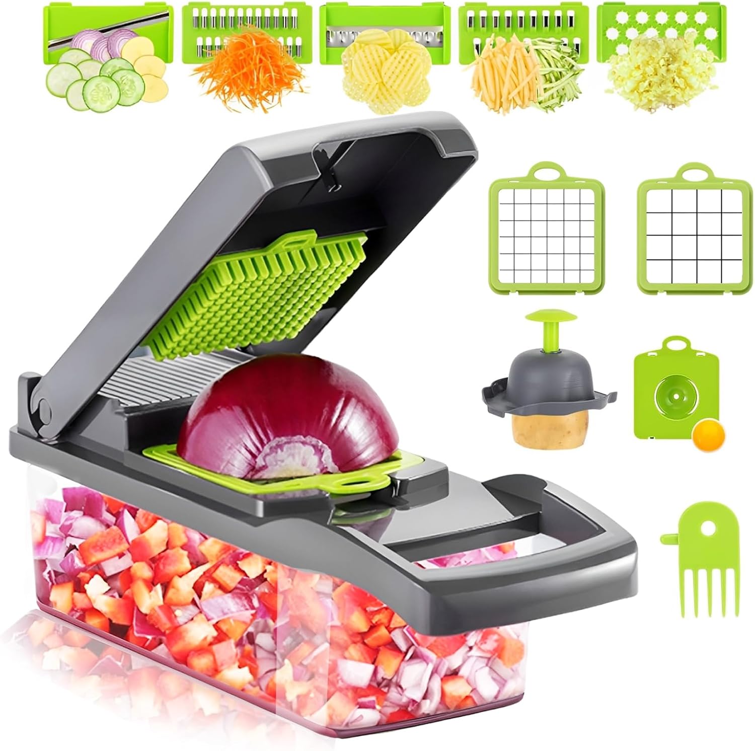 Amazon.com: Vegetable Chopper Slicer, Multifunctional 14-in-1 Food ...