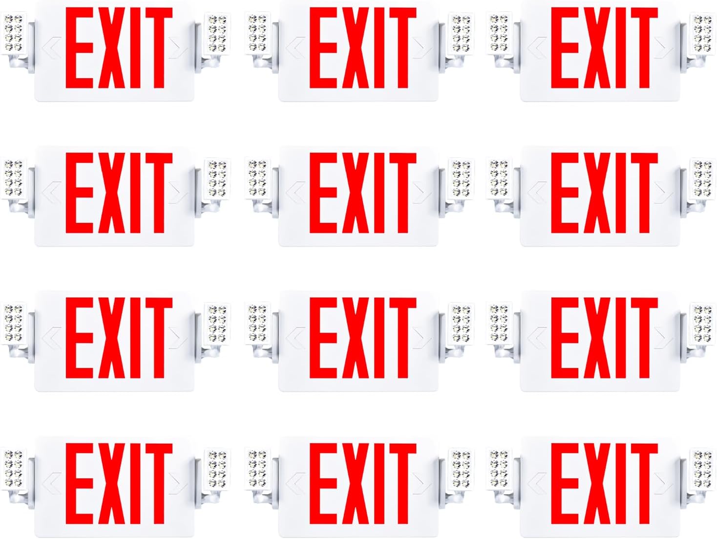 8 Pack Double Sided LED Emergency EXIT Sign Combo, Two LED Lights ...