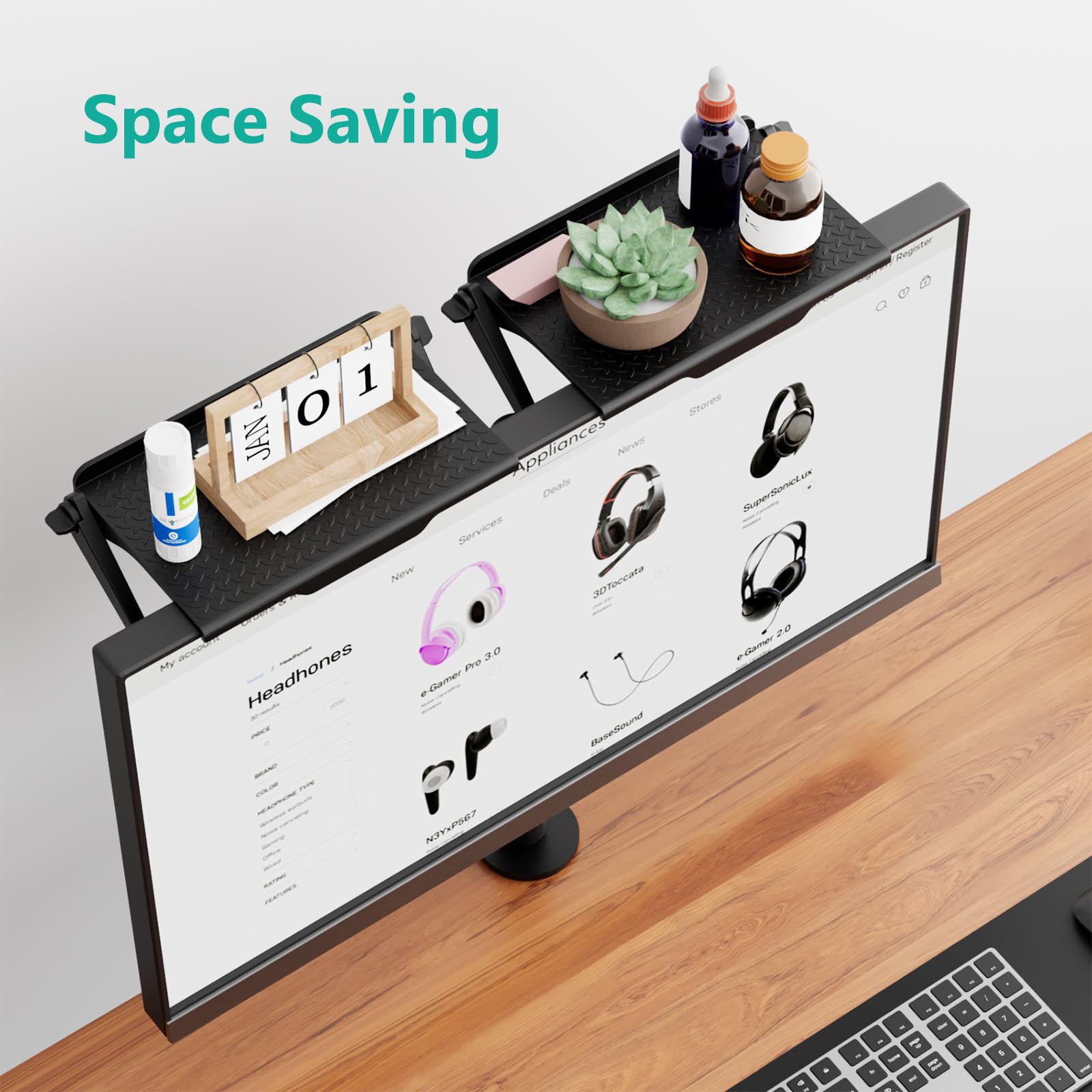 Snapklik.com : WALI TV Top Shelf 2 Pieces, 8 Inch Adjustable Monitor ...