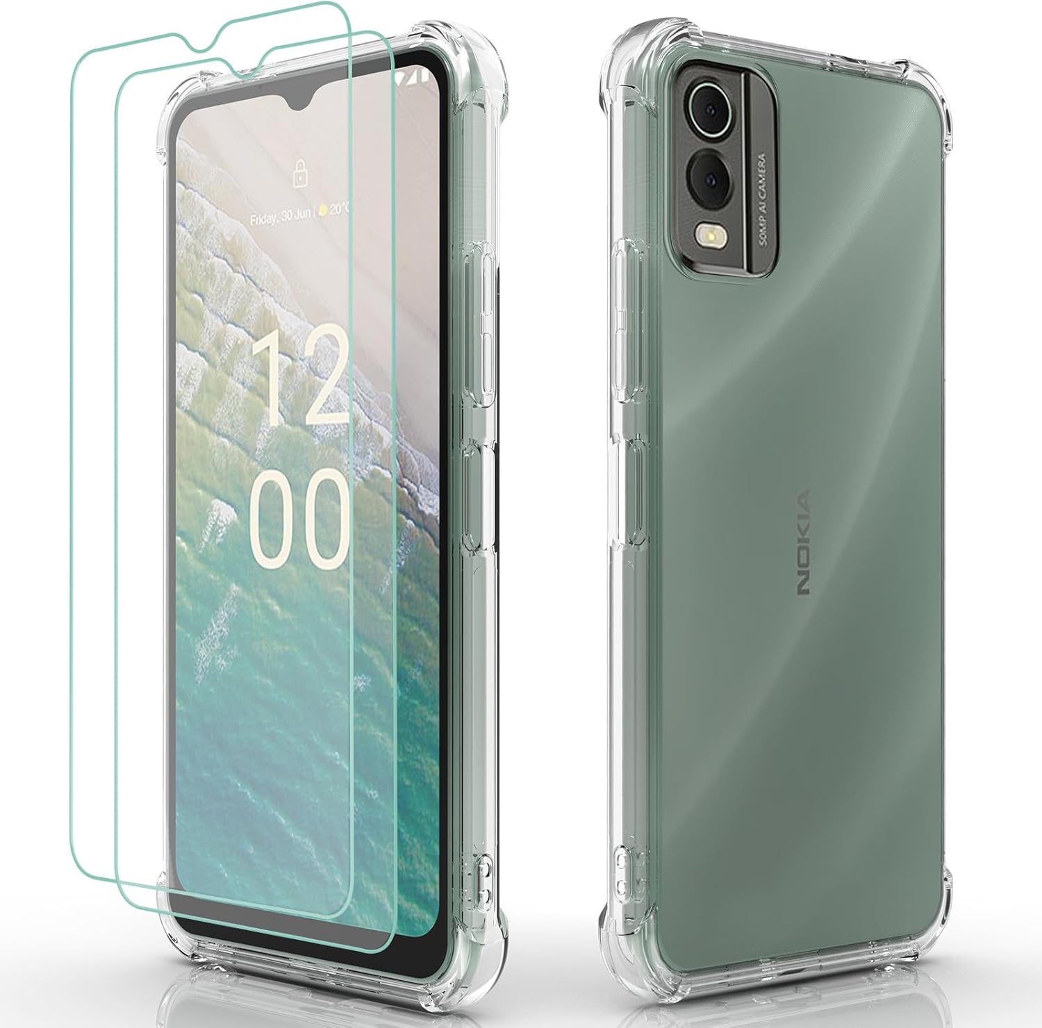 Osophter for Nokia C32 4G Case: Clear With 2pcs Screen Protector ...