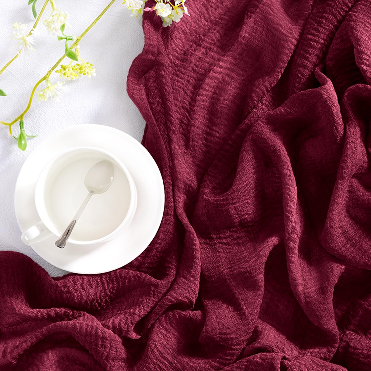 Snapklik.com : Burgundy Cheesecloth Table Runner Fall Red Table Runner ...