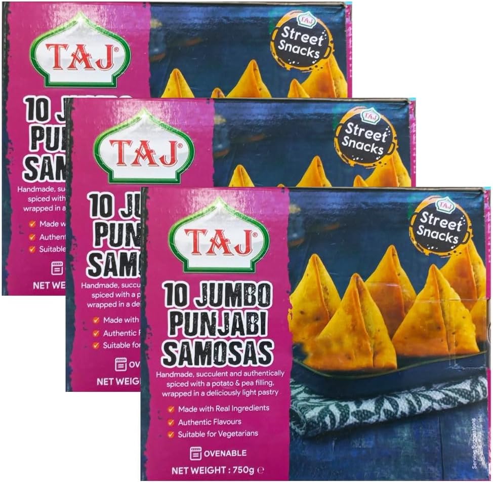 Taj Jumbo Punjabi Samosa 10 Pieces 750g Authentic Indian Snack Crispy ...