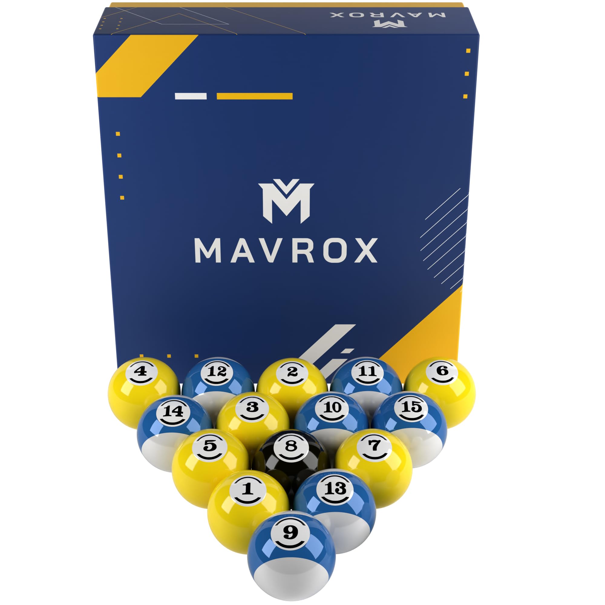 Mavrox Billiard Balls Set of 16 – Premium Polyester Resin Billiards ...