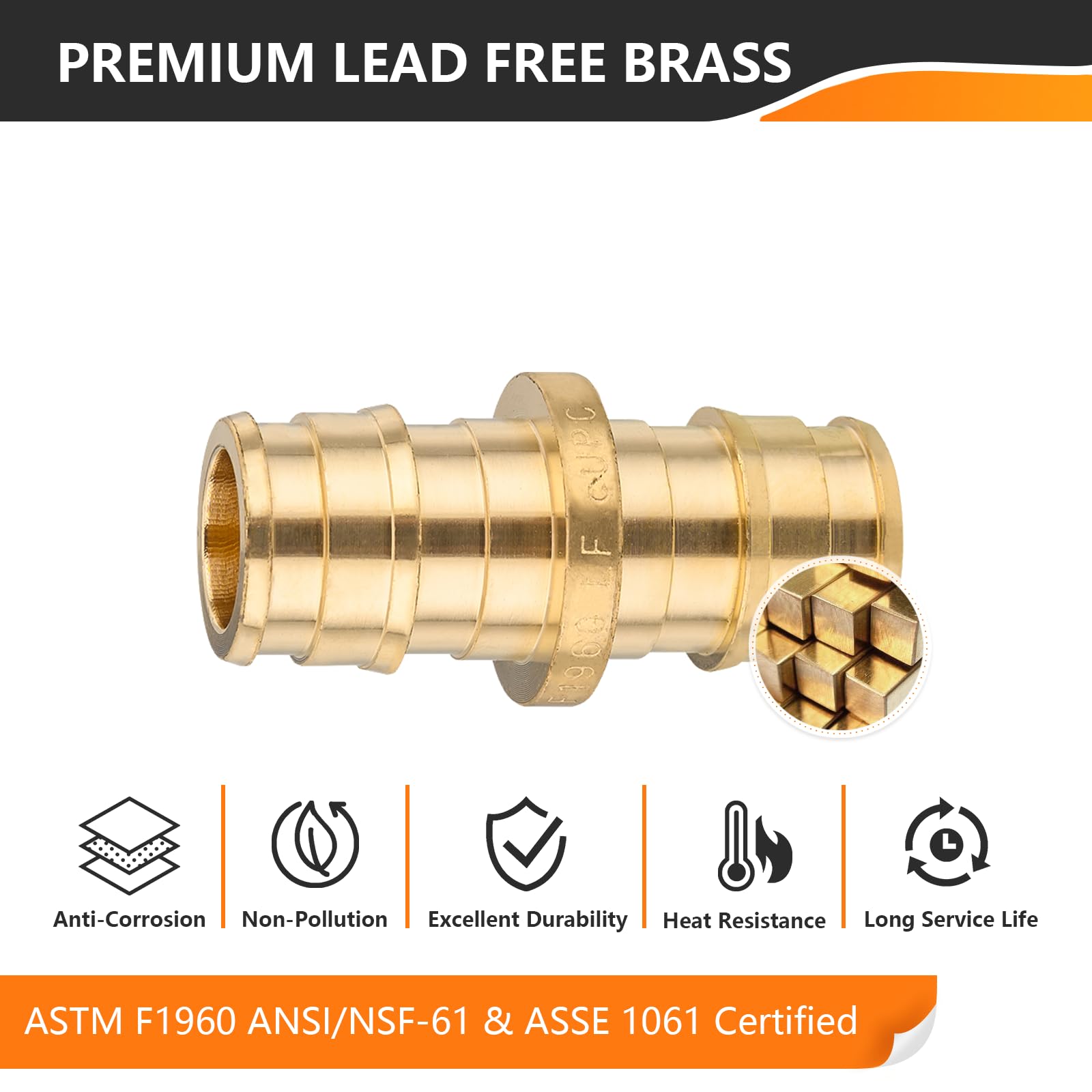 Snapklik.com : 5-Pack Pex A Fitting, 1/2 Inch Pex A Expansion Coupling ...