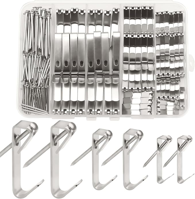 Hoeine 200 Pieces Picture Hangers, 3 Sizes Picture Hanging Kit ...