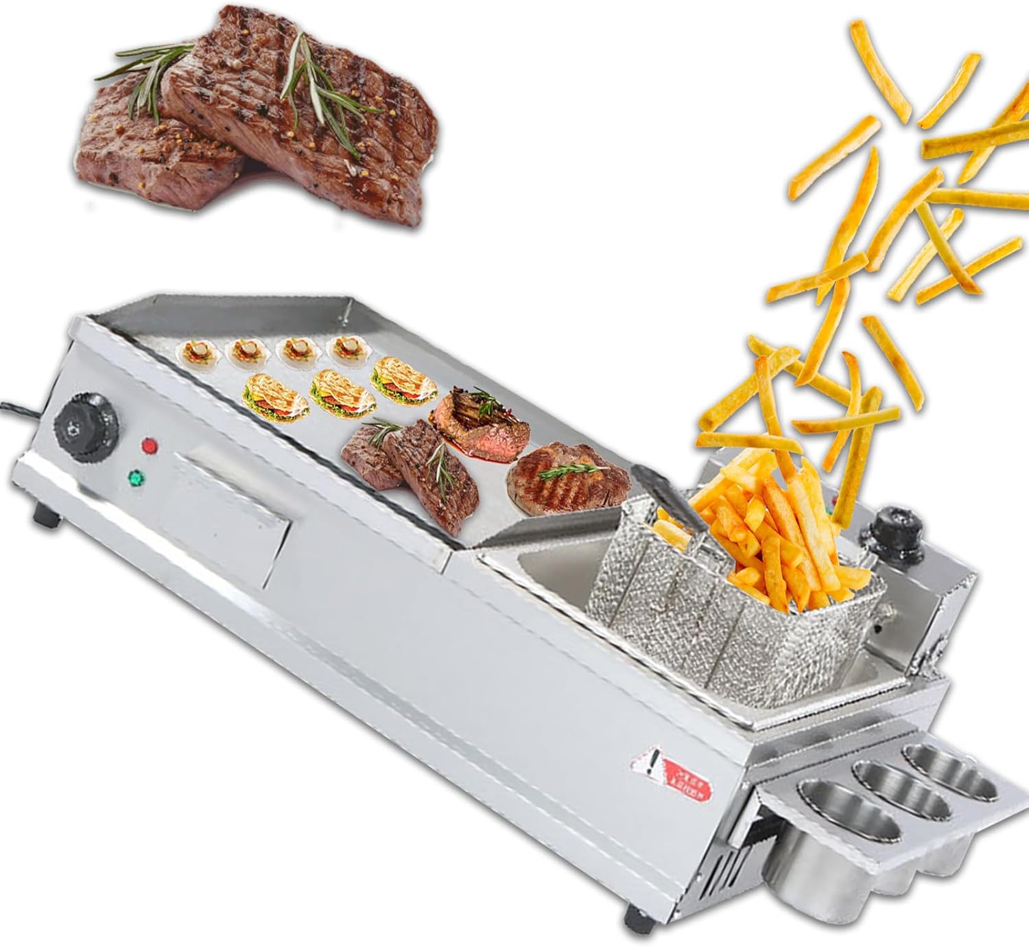 Amazon.com: Eastnmythet Commercial Electric Griddle with Deep Fryer, 50 ...