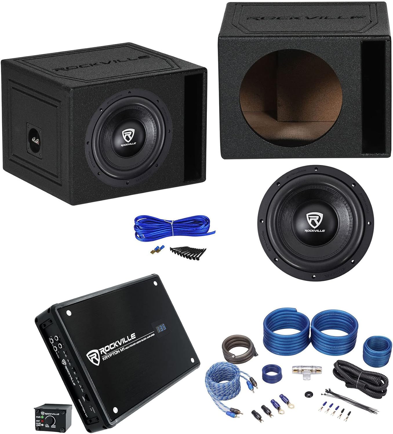 Amazon.com: Rockville W10K6D2 V2 10" 2000w Subwoofer+Vented Sub ...