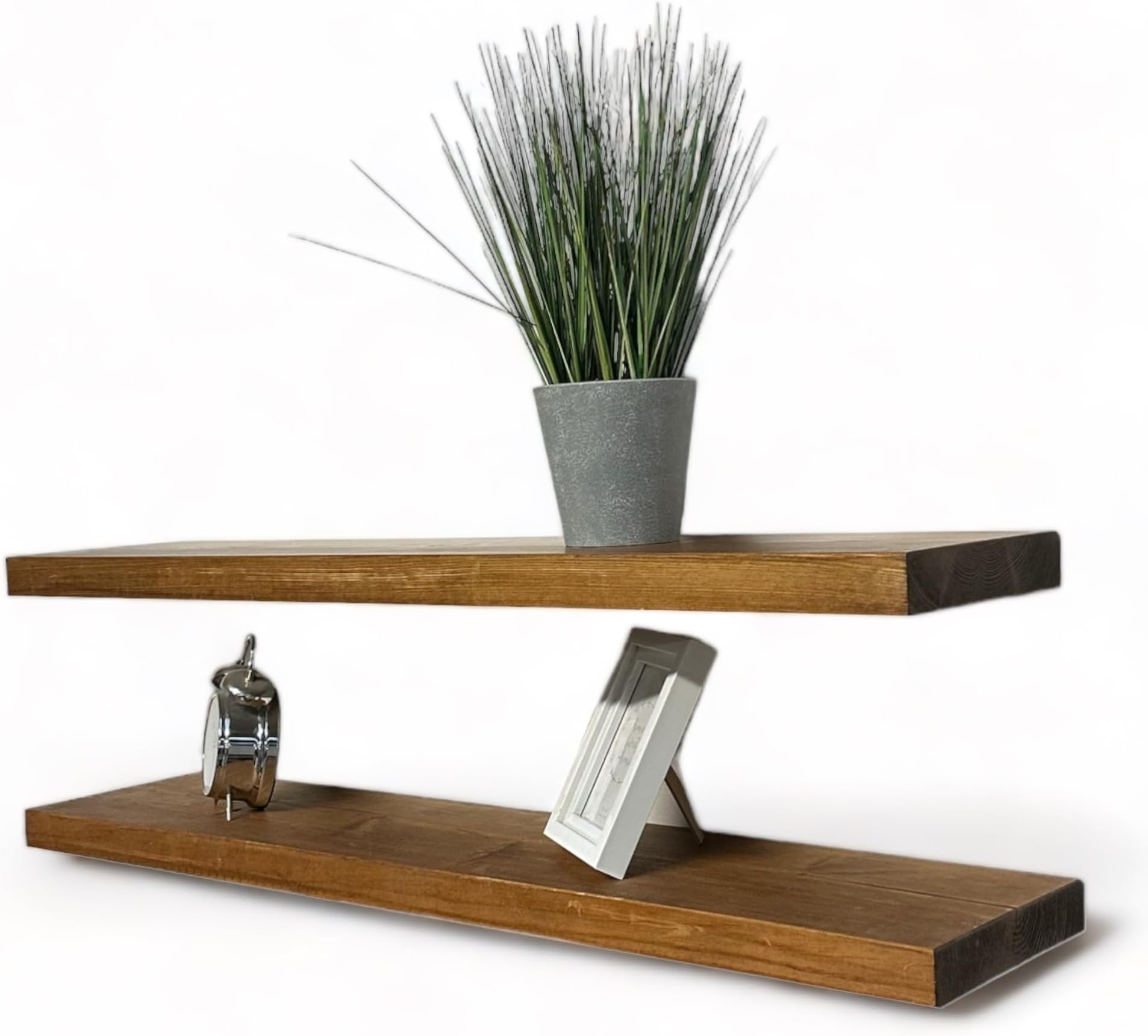 MKGT Set of 2 Rustic Handcrafted Floating Wall Shelves with Invisible ...