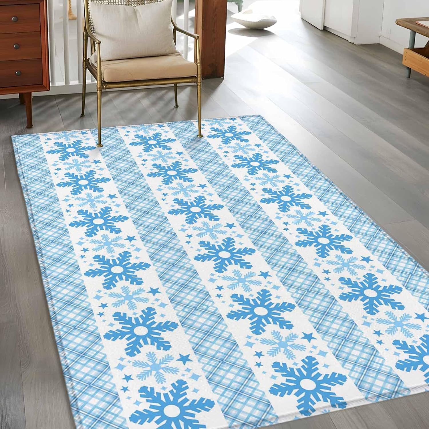 Amazon.com: 3'x5' Washable Rug, Winter Snowflakes Non-Slip Area Rugs ...