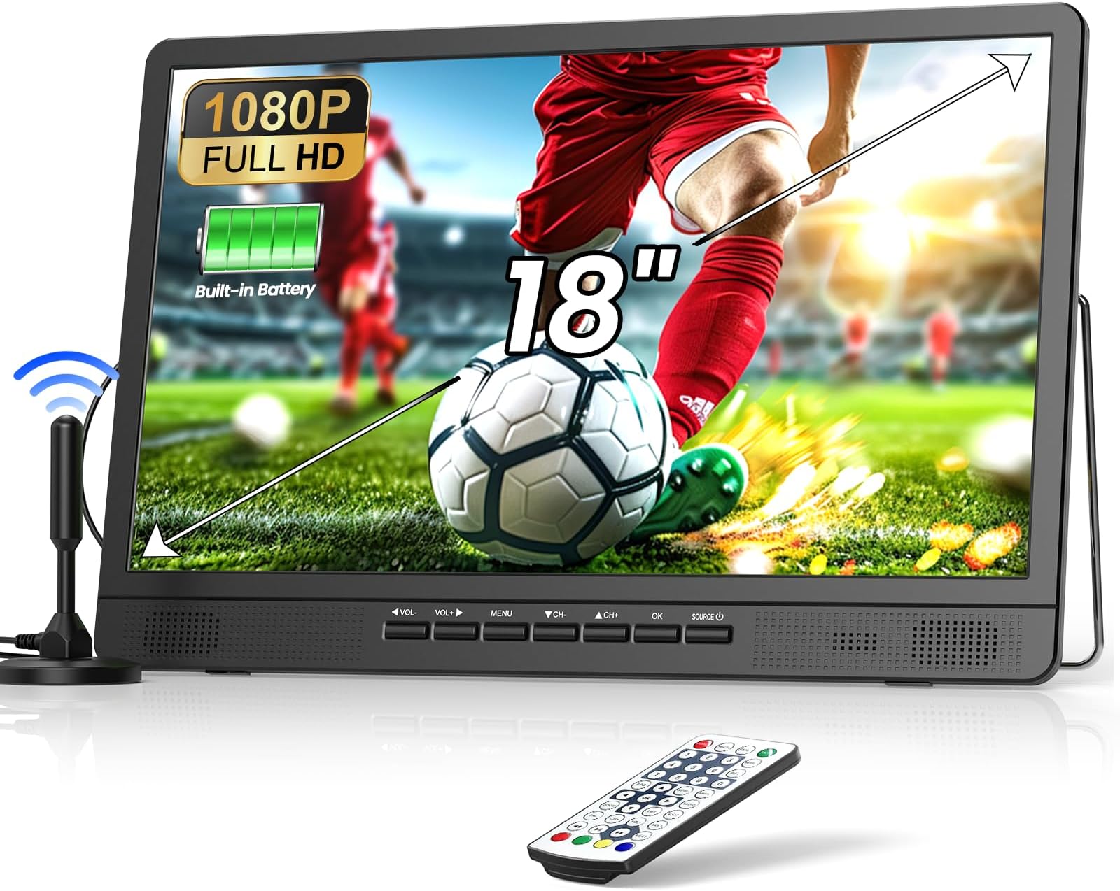 Amazon.com: NORTHING 18" Portable TV with 6000mAH Built-in Battery ...