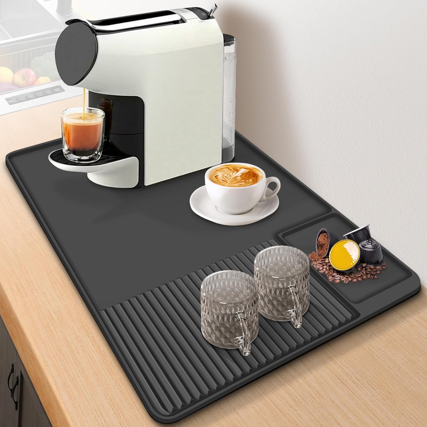 Amazon.com: Yolife Silicone Coffee Mat, Coffee Bar Mat with Raised ...