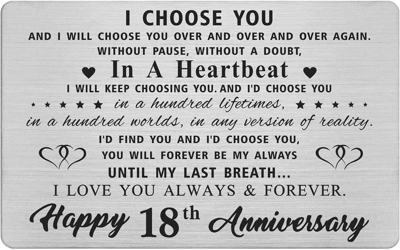 Amazon.com: 18th Anniversary Card Gifts for Him Her, 18th Wedding ...