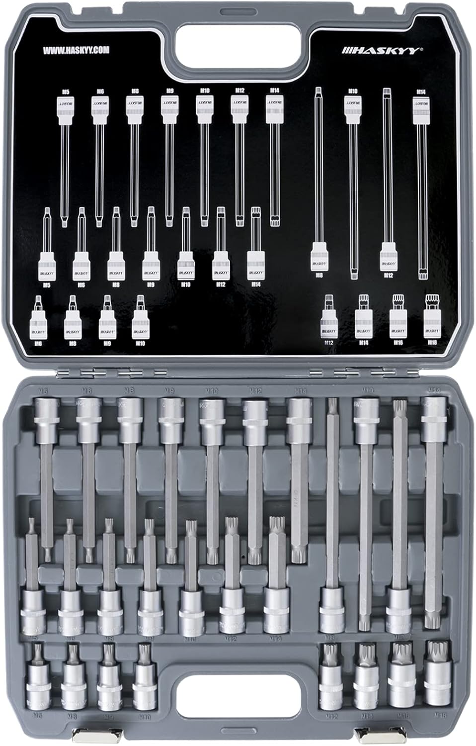 Haskyy 26tlg M5-M18 XZN-Vielzahn-Satz-Set Innen Vielzahn Nüsse ...