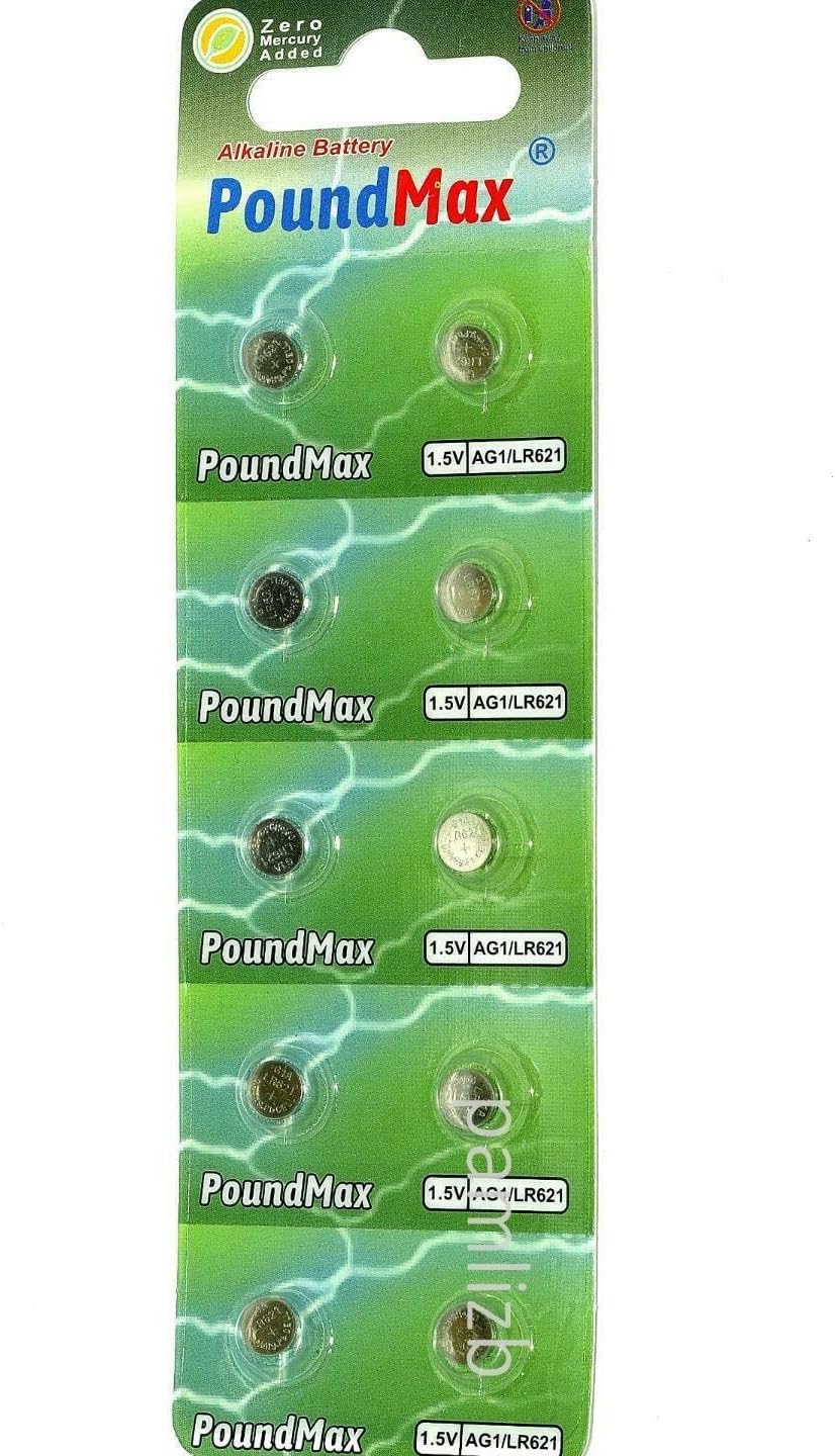 10 X AG1 364 363 LR621 SR621SW 1.5v PoundMax ALKALINE BUTTON CELL ...