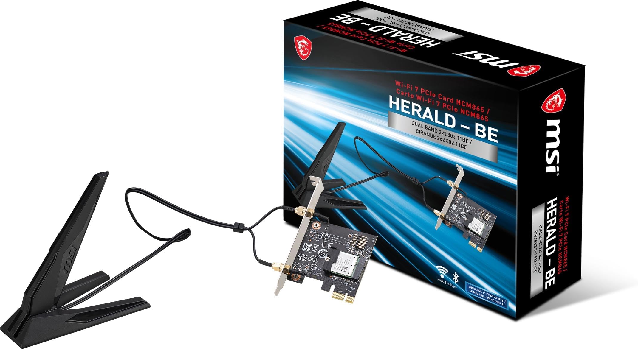 Amazon.com: MSI Herald-BE NCM865 WI-FI 7 (Wi-Fi 7, 802.11BE, Bluetooth ...