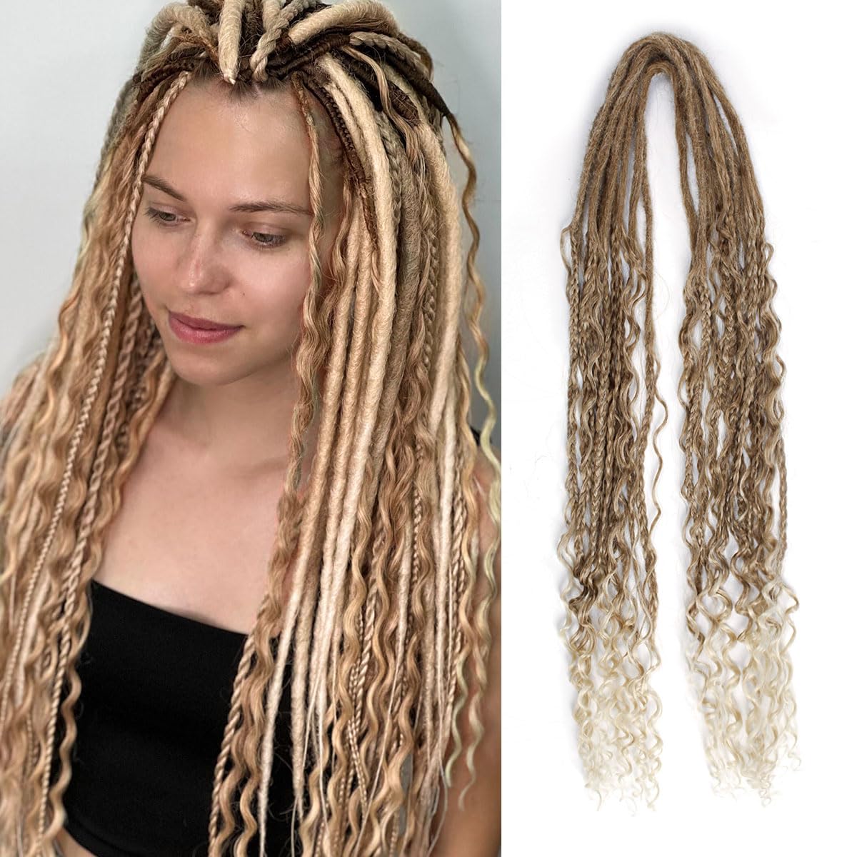 Amazon.com : Lounoke 24 In Boho Braid Dreadlock Extensions, 10 Strands ...