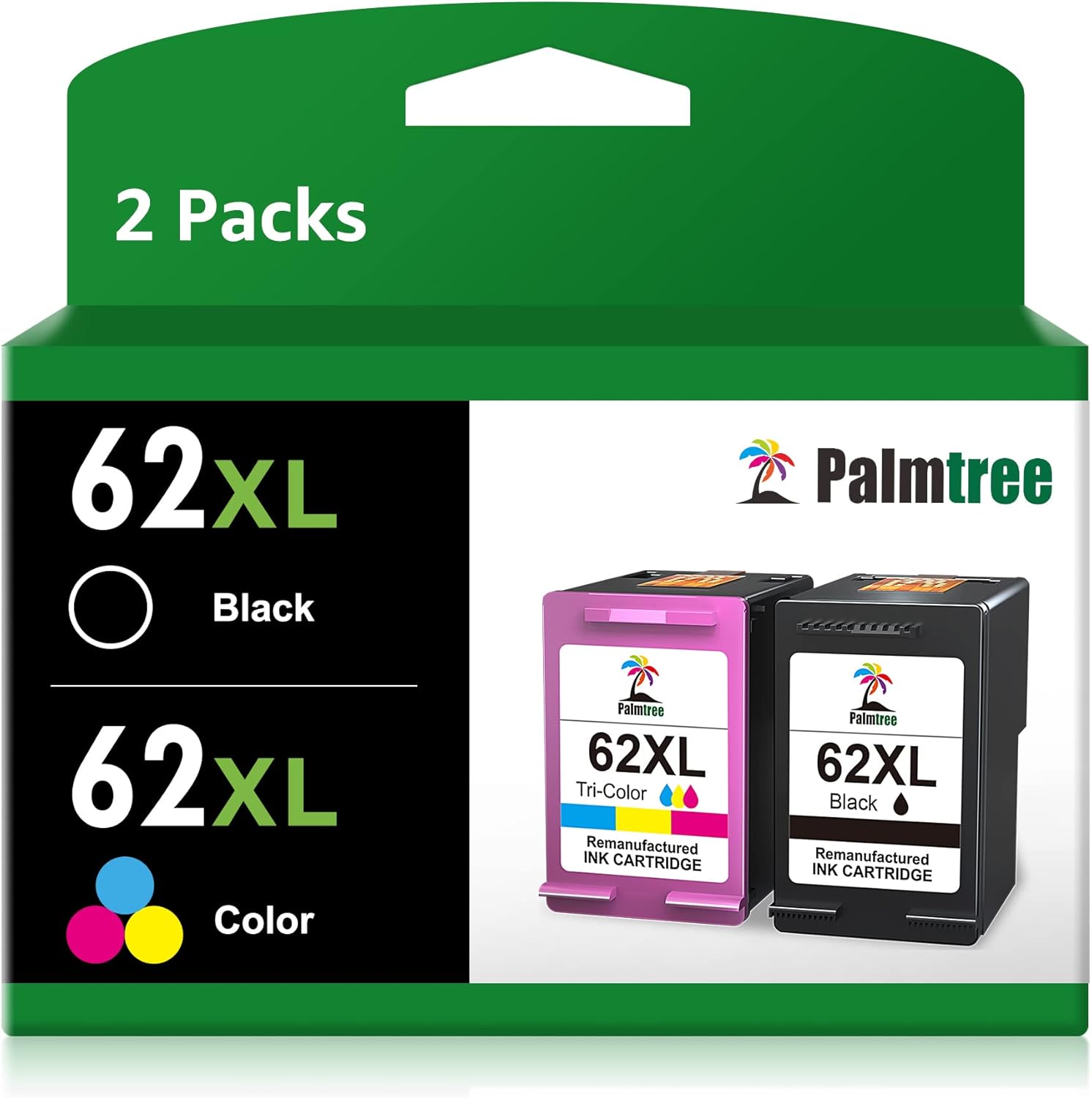 Palmtree 62 XL Remanufactured For HP 62 Ink Cartridges Twin Pack HP62 palmtree-62-xl-remanufactured-for-hp-62-ink-cartridges-twin-pack-hp62