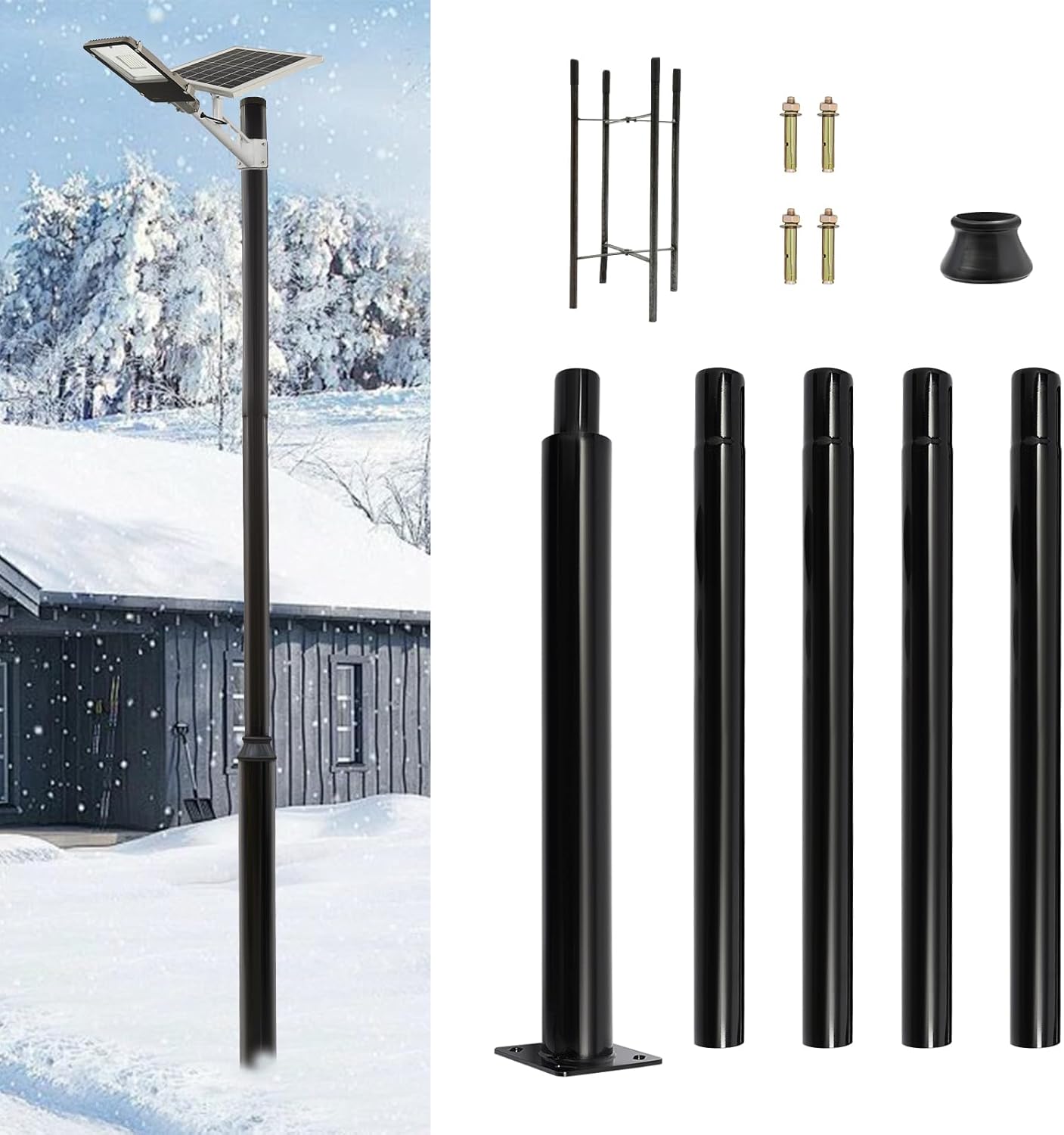 16Ft Tall Street Light Pole, Outdoor Metal Split Street Lamp Equal Pole ...
