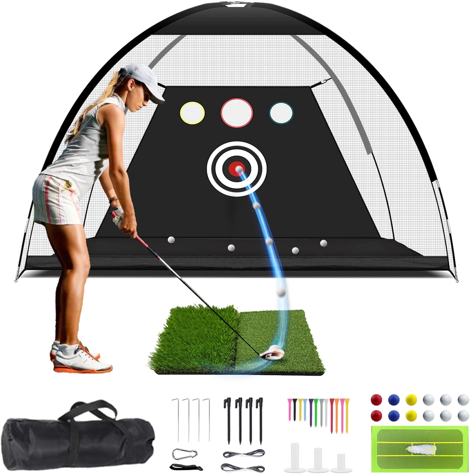 Golf Net 3x2m Golf Practice Net All in 1 Home Heavy Duty Golf Hitting ...