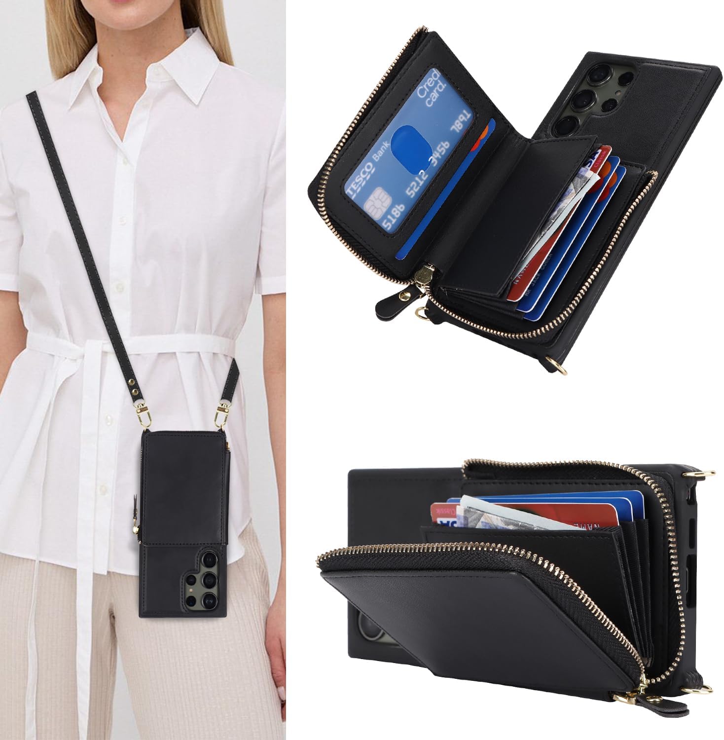 Amazon.com: MONASAY Zipper Wallet Case Fit for Samsung Galaxy S23 Ultra ...